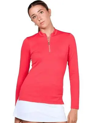 SOFIBELLA Quarter Zip Long Sleeve Golf Shirt - Roulette