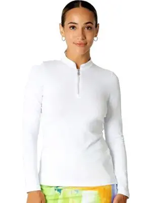 SOFIBELLA Quarter Zip Long Sleeve Golf Shirt - White