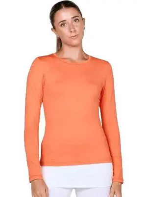 SOFIBELLA Long Sleeve Tennis Shirt - Nectarine