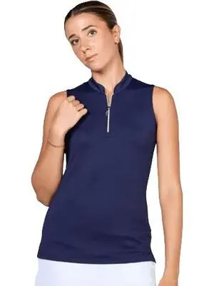 SOFIBELLA Sleeveless Golf Polo - Navy