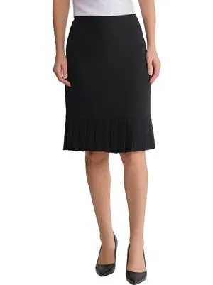 KASPER Pleated Hem Pencil Skirt - Black