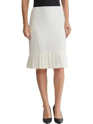 KASPER Pleated Hem Pencil Skirt - Vanilla Ice