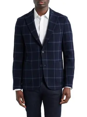 BOSS Hanry Plaid Wool-blend Sport Coat - Dark Blue