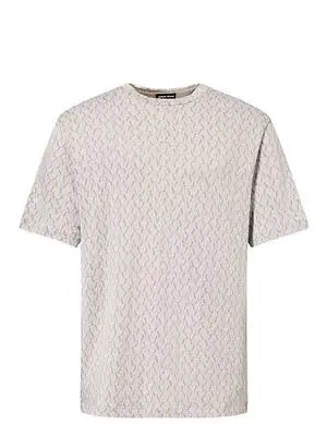 Giorgio Armani Geometric-print Short-sleeves Knitted T-shirt - Fancy Brown