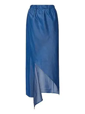 Palmer//harding Motion Asymmetric-split Denim Midi Skirt - Blue
