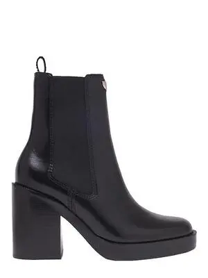 Maje Brand-plaque Leather Heeled Chelsea Boots - Black