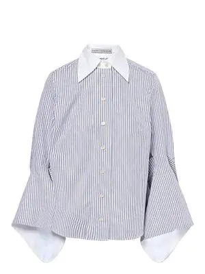 Palmer//harding Intention Striped Cotton-poplin Shirt - Navy