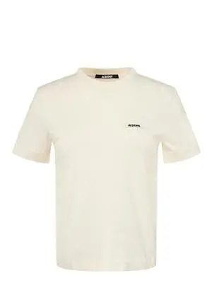 Jacquemus Cotton-jersey T-shirt With Grosgrain Logo - Light Beige 2