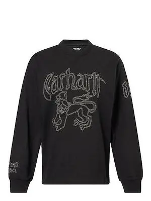 Carhartt Work In Progress Stitched-logo Long-sleeved Cotton T-shirt - Black / Salt