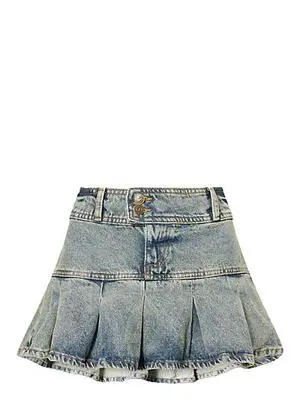 Juicy Couture Low-rise Pleated Denim Mini Skirt - Vintage Wash