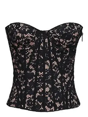 House Of Cb Solaine Floral Lace Corset Top - Cafe Au Lait
