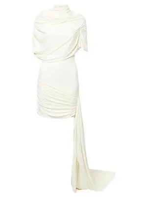DEME Isla Draped Stretch-mesh Maxi Dress - Off White