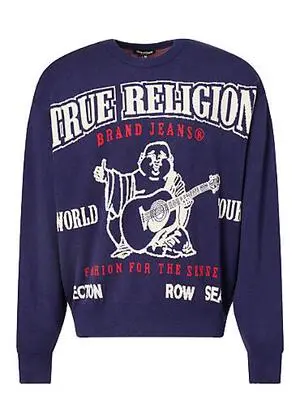True Religion Boxy Printed Knitted Jumper - Eclipse