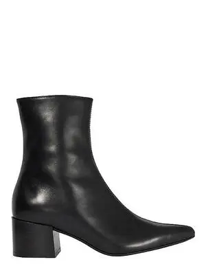DUNE Leather Heeled Ankle Boots - Black Plain Leather