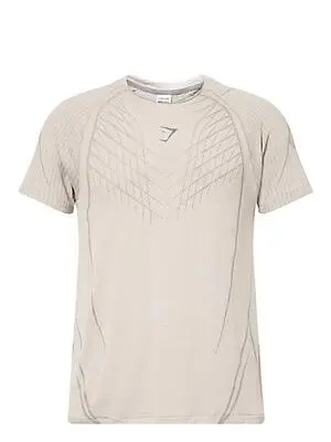 GYMSHARK Apex Seamless Crewneck Woven T-shirt - Mushroom Grey/pitch Grey