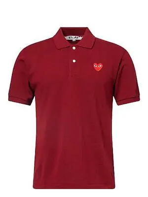 Play Comme Des Garcon Heart Short-sleeves Cotton-piqué Polo Shirt Xxl - Burgundy