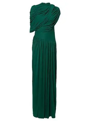 DEME Jasmine Draped Stretch-woven Maxi Dress - Emerald Green