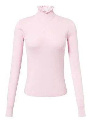 Cordova Kitz Frilled-neck Merino Wool-blend Jumper - Peony