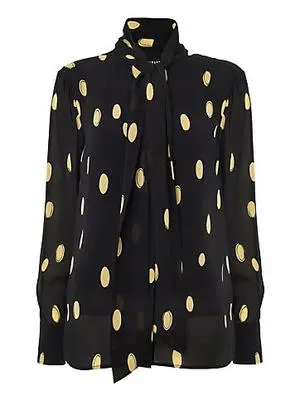 Whistles Polka-dot Tie-neck Blouse - Black