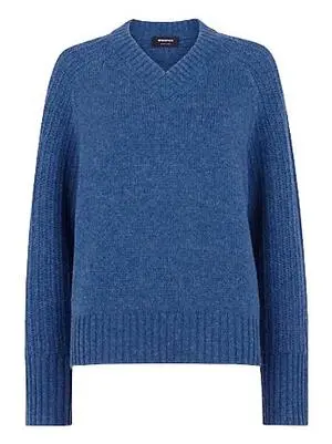 Whistles V-neck Wool Jumper - Blue