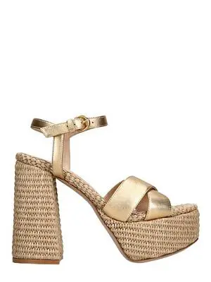 GIANVITO ROSSI Bebe Leather Platform Sandals - Gold