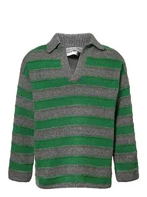 THE ELDER STATESMAN Striped Cashmere Jumper - Fern/granite
