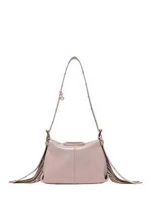 Maje Patent Leather Shoulder Bag - Mastic Beige