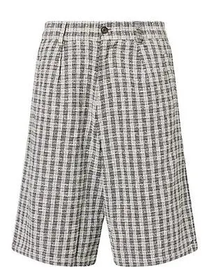 NAHMIAS Jacquard Pleated Woven Shorts - Black White
