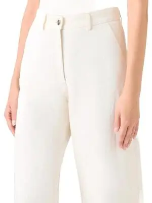 Akris Finn Cotton-linen Gabardine Wide-leg Pants - Ecru