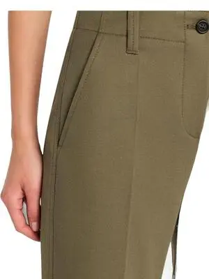 Brunello Cucinelli Linen-blend Twill Kickflare Cigarette Pants - Tea Leaf