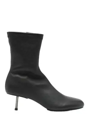ST. AGNI Leather Heel Boots - Black