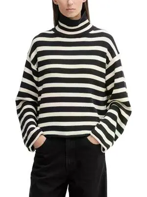Marc O'polo Striped Roll-neck Knitwear - Black