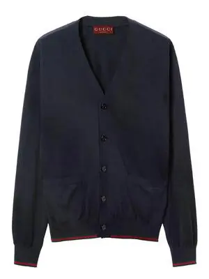 Gucci V-neck Long-sleeved Cardigan - Blue