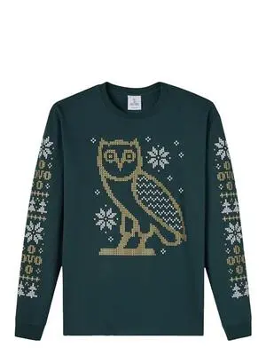 OVO Snowflake Owl Long Sleeve T-shirt - Midnight Green