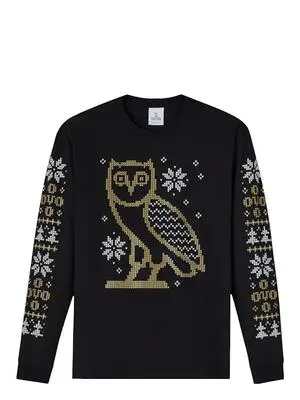 OVO Snowflake Owl Long Sleeve T-shirt - Black