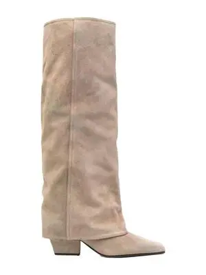 Paris Texas Pointed-toe Suede Boots - Neutrals