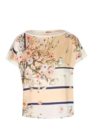 Liu Jo Floral-print T-shirt With Shoulder Buttons - White