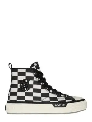 Amiri Court High Checkerboard Sneakers - White/black