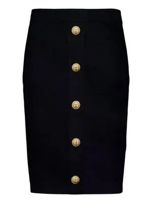Balmain Midi Skirt With Button Detailing - Black