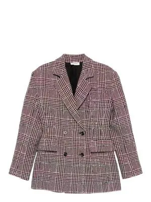A.M.G. Double-breasted Check-pattern Blazer - Pink