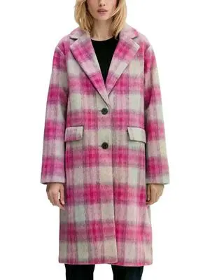 Desigual Checked Coat - Pink