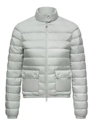 Moncler Quilted Jacket With Logo Patch - Grey
