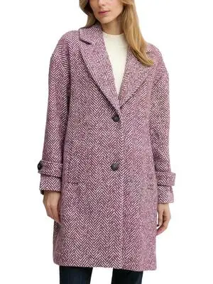 BENETTON Buttoned Herringbone Coat - Purple