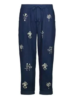 BAZISZT Embroidered Trousers - Blue