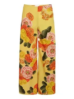 Giambattista Valli Floral Wide Leg Trousers - Yellow