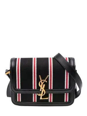 Saint Laurent Striped Solferino Satchel - Black