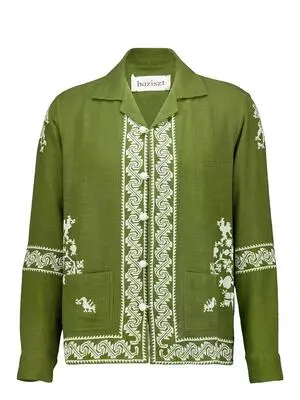 BAZISZT Embroidered Long-sleeve Shirt - Green