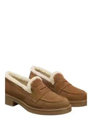 STUART WEITZMAN Celia Lite Penny Shearling Loafers