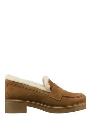 STUART WEITZMAN Celia Lite Penny Shearling Loafers - Brown