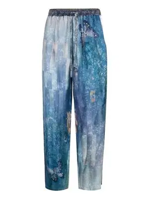 PIERRE-LOUIS MASCIA Butterfly Print Trousers - Blue